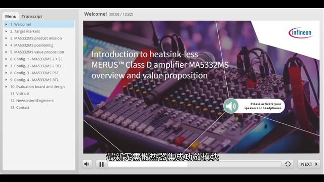Introduction to MERUS™ Class D amplifier MA5332MS - Chinese – Video